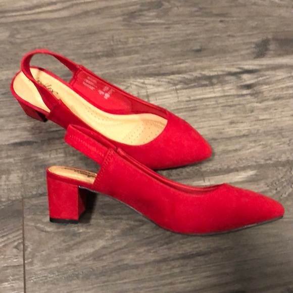 dexflex comfort | Shoes | New Red Slingback Suede Dexflex Comfort Shoes ...